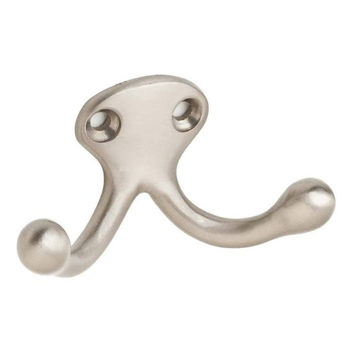 1-1/16" Double Wardrobe Hook, Aluminum Finish | Wurth Louis and Company