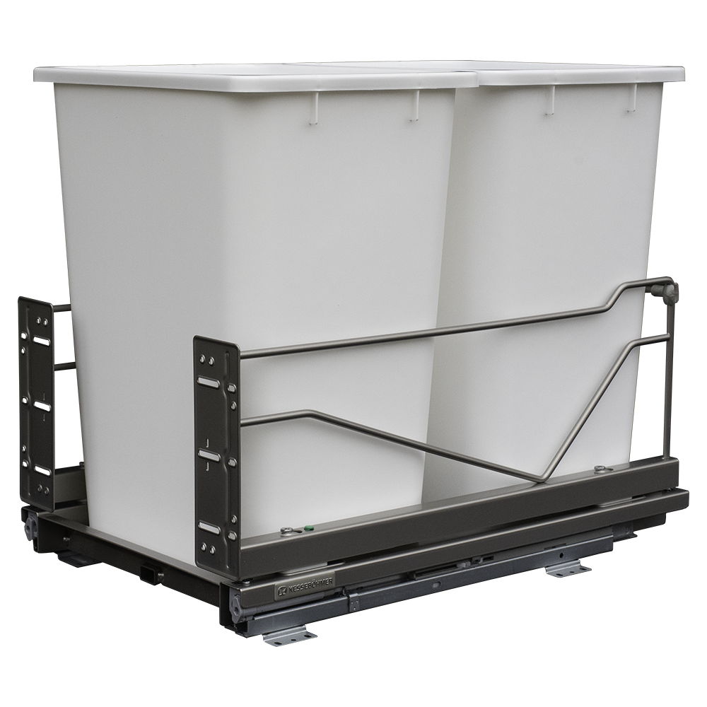 Double 28 QT Bottom-Mount Wastebin Pull-Out Kit with Soft-Open/Soft ...