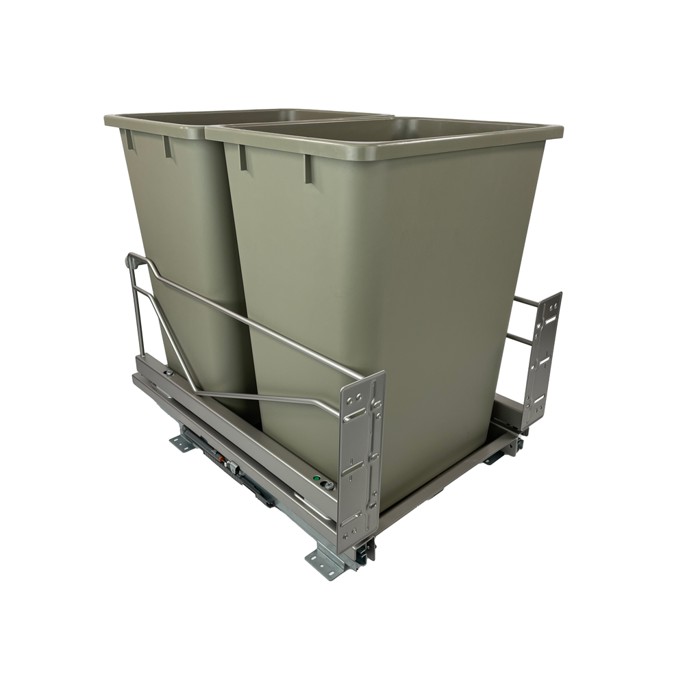 Double 36 QT Bottom-Mount Wastebin Pull-Out Kit with Soft-Open/Soft ...