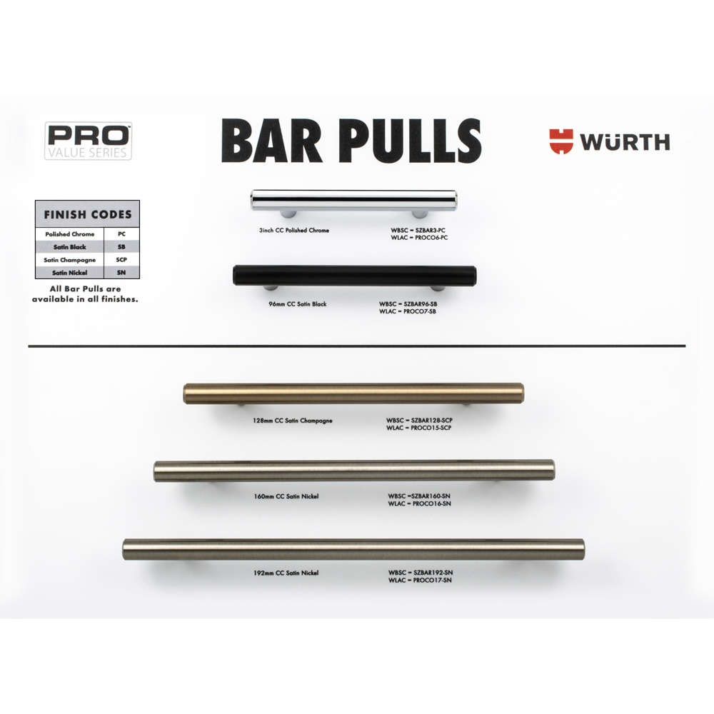 PRO T Bar Pulls Display Board | Wurth Louis and Company