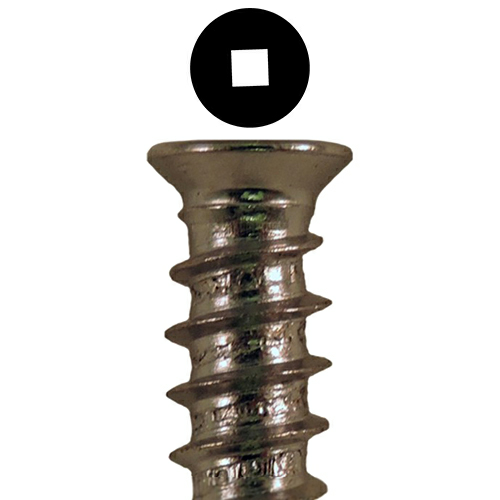 6mm x 13mm Flat Head Euro Screws, Square Drive Type B Thread and Blunt ...