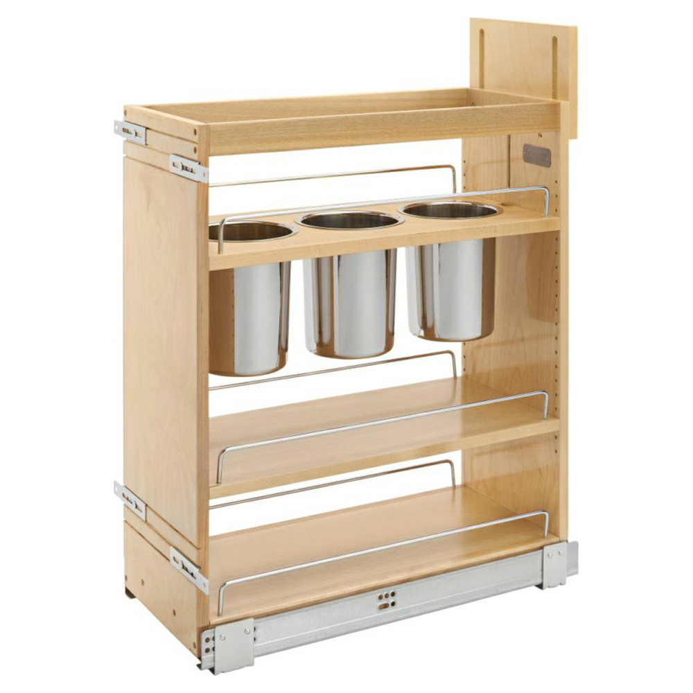 10-1/8" 3-Shelf Base Cabinet Pullout with Utensil Bin/Soft-Close, Semi ...