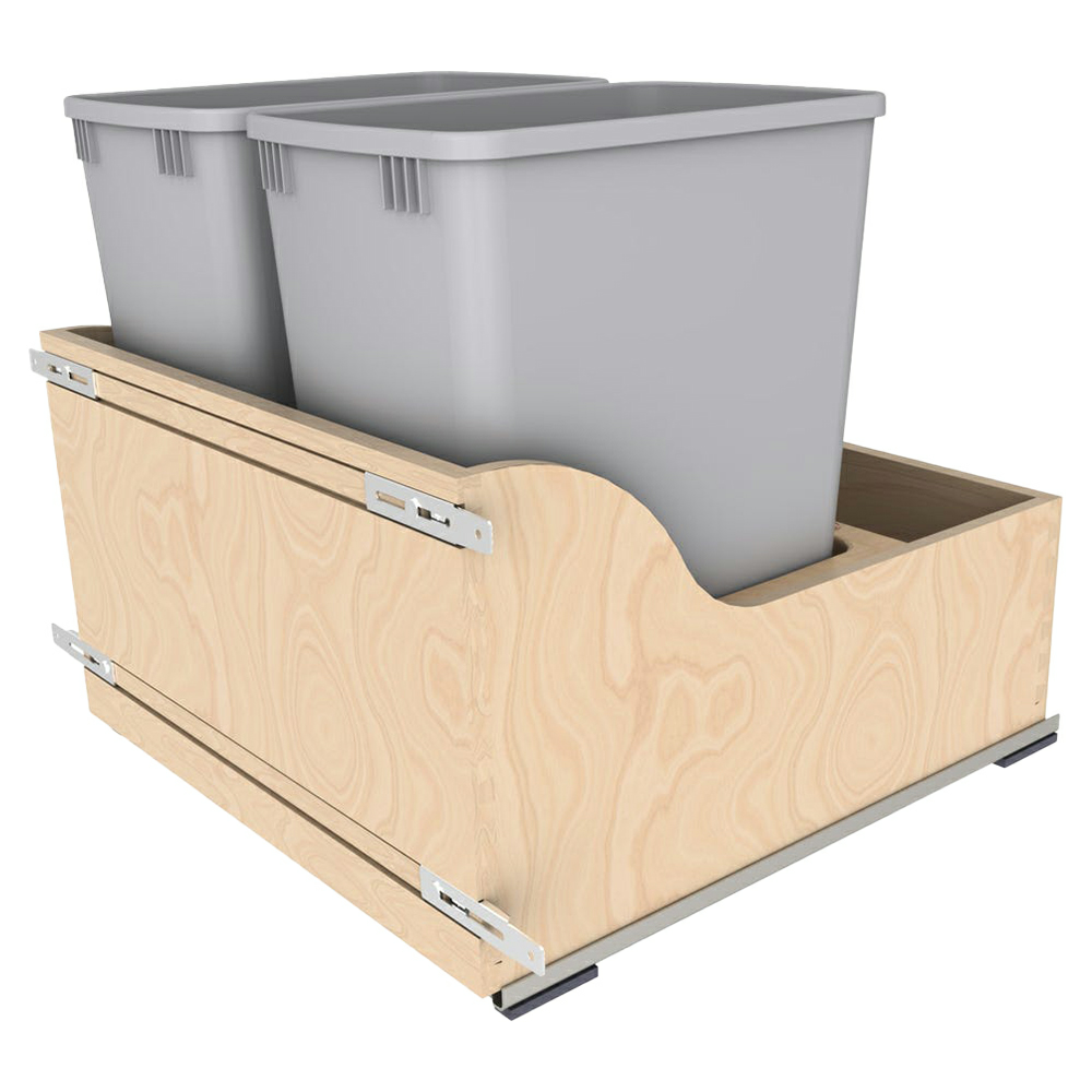 Double 32 Qt Bottom Mount Waste Container Pullout with BLUM Soft-Close ...