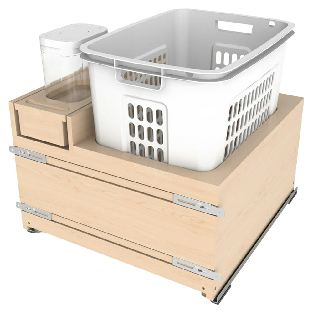 21" Wood Base Cabinet Bottom-Mount Hamper Pullout with Single 1.5bu ...