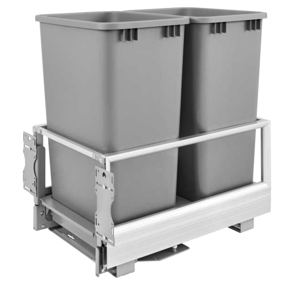 Double 50 QT Bottom-Mount Waste Container Pullout with Rev-A-Motion ...