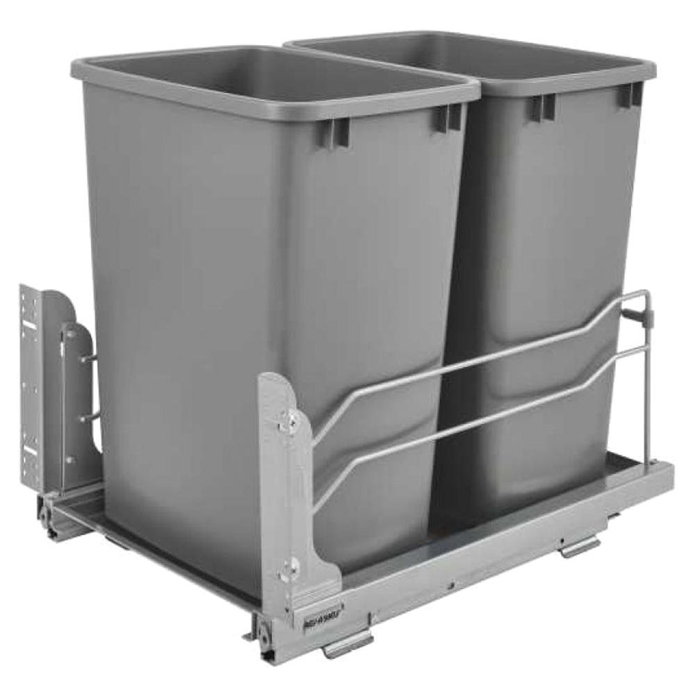 Double 35 QT Under-Mount Waste Container, Soft-Closing for 15" Cabinet ...
