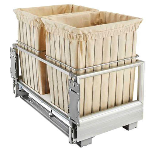 24" Wide Double Wire Hamper with Canvas Liner, White Finish | Wurth ...
