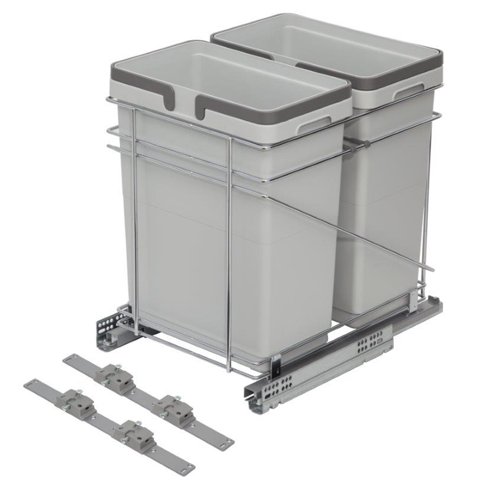 Double 32 QT Bottom-Mount Waste Container with Full-Extension Soft ...