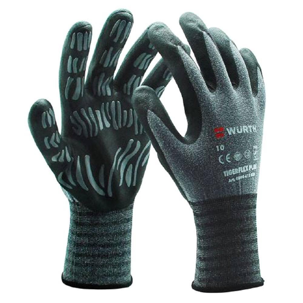 Medium Tigerflex Plus Nylon/Spandex Nitrile Foam Coated Gloves, Gray | Wurth Louis and Company